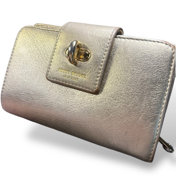 henri bendel | Bags | Henri Bendel Gold Leather Turn Lock Wallet | Poshmark